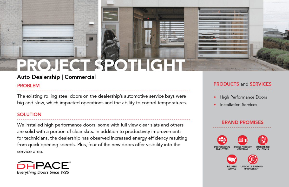 High Performance Doors Installed into an Auto Dealership | DH Pace