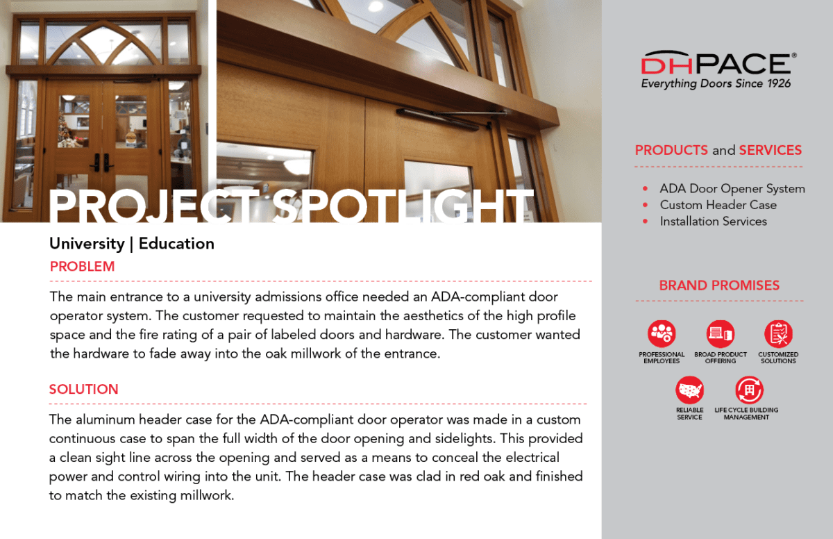 ADA Door Opener System Installed at University Entrance | DH Pace